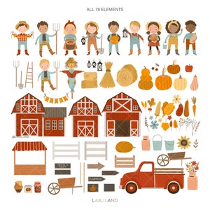 Fall Farm Clipart, Pumpkin Clipart, Fall Truck Clipart, Farmhouse ...