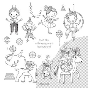 Circus Black and White Clipart Carnival Doodle Png Files Circus Kids ...