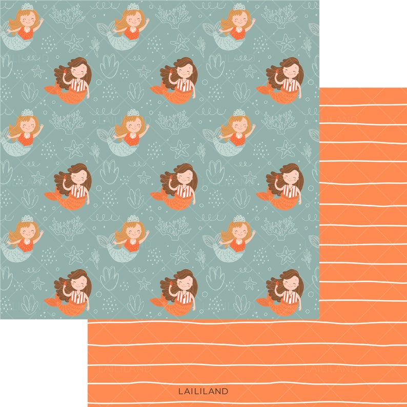 Mermaid Digital Paper: Sea Seamless Pattern (digital Download) - Etsy