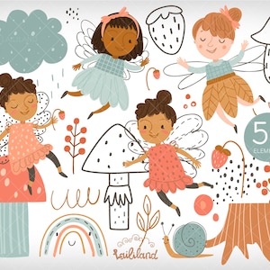 Fairy Clipart, Forest Fairies Clip Art, Mushroom Clipart, Little Girl ...