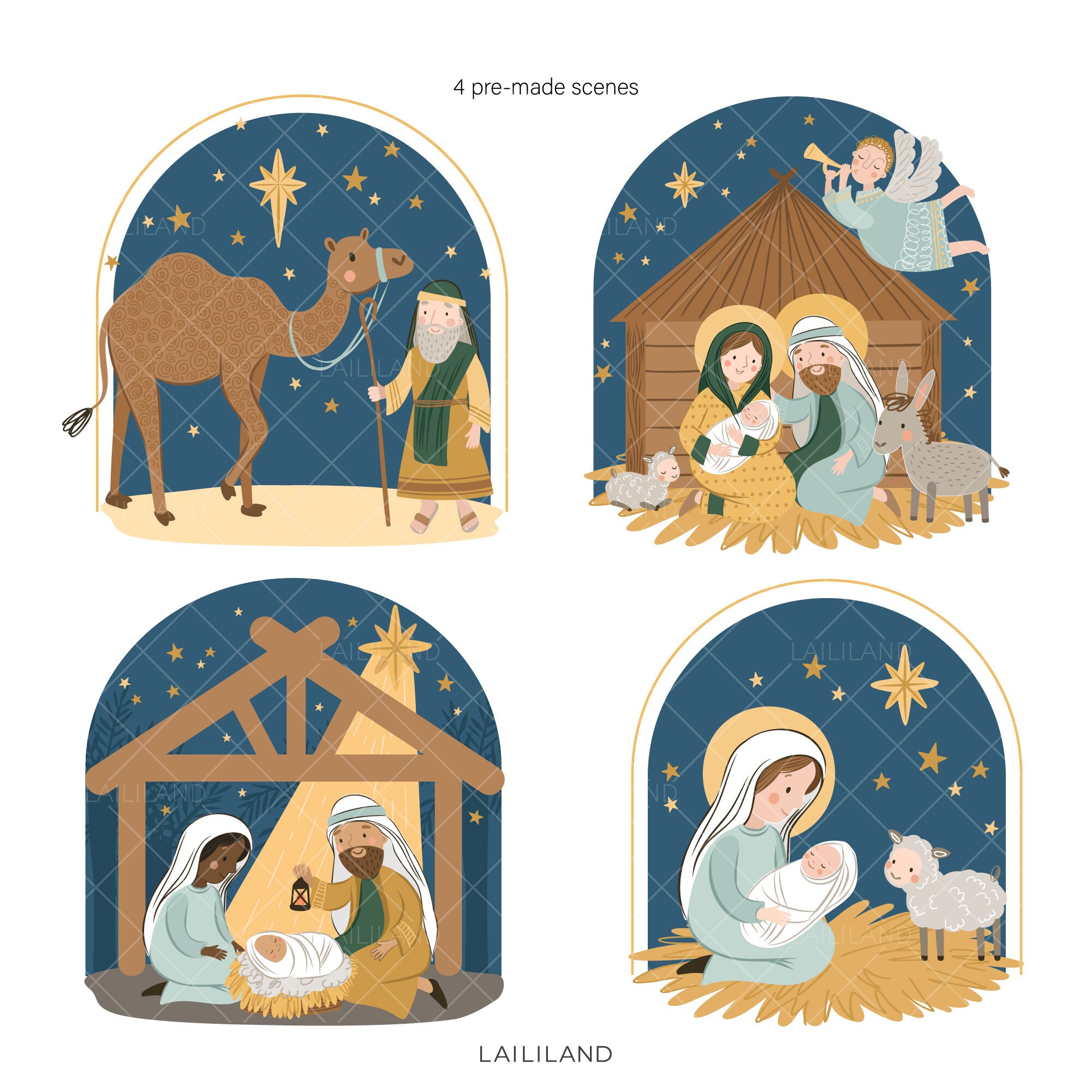 Nativity Scene Clip Art Mary Joseph and Baby Jesus Png - Etsy