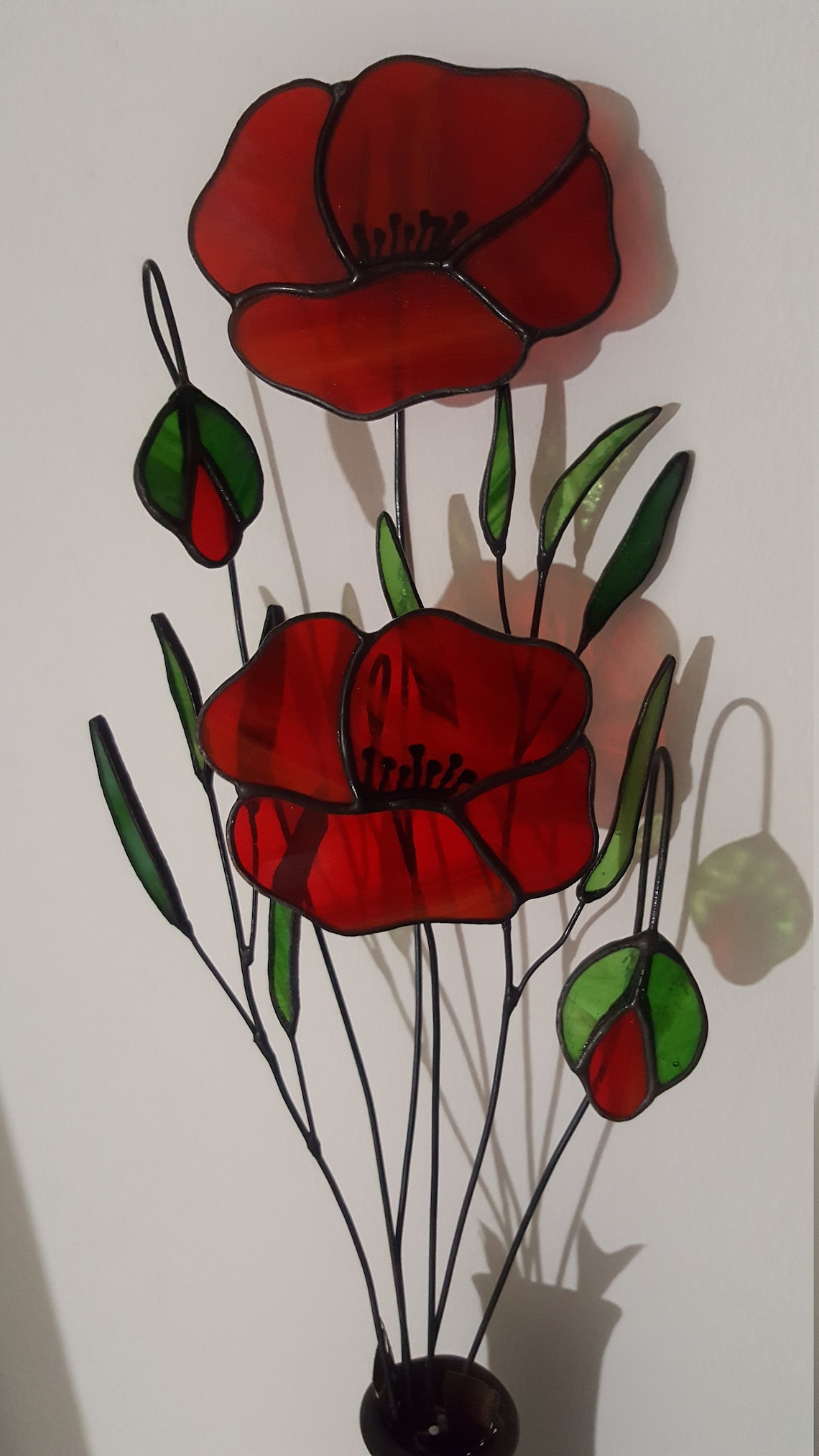 3D stained glass flower Glass Flower Decor Poppy Table | Etsy