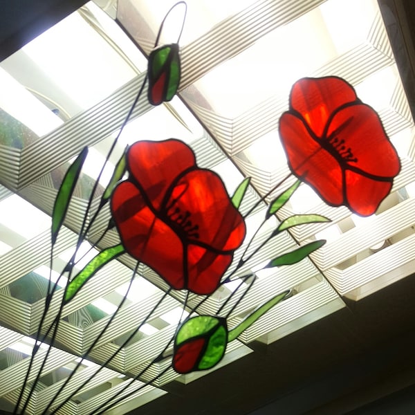 Stained Glass Poppy - Etsy