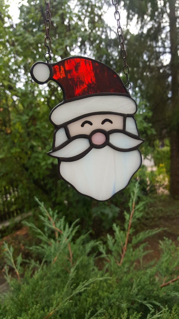 Santa Claus Stained Glass - Etsy