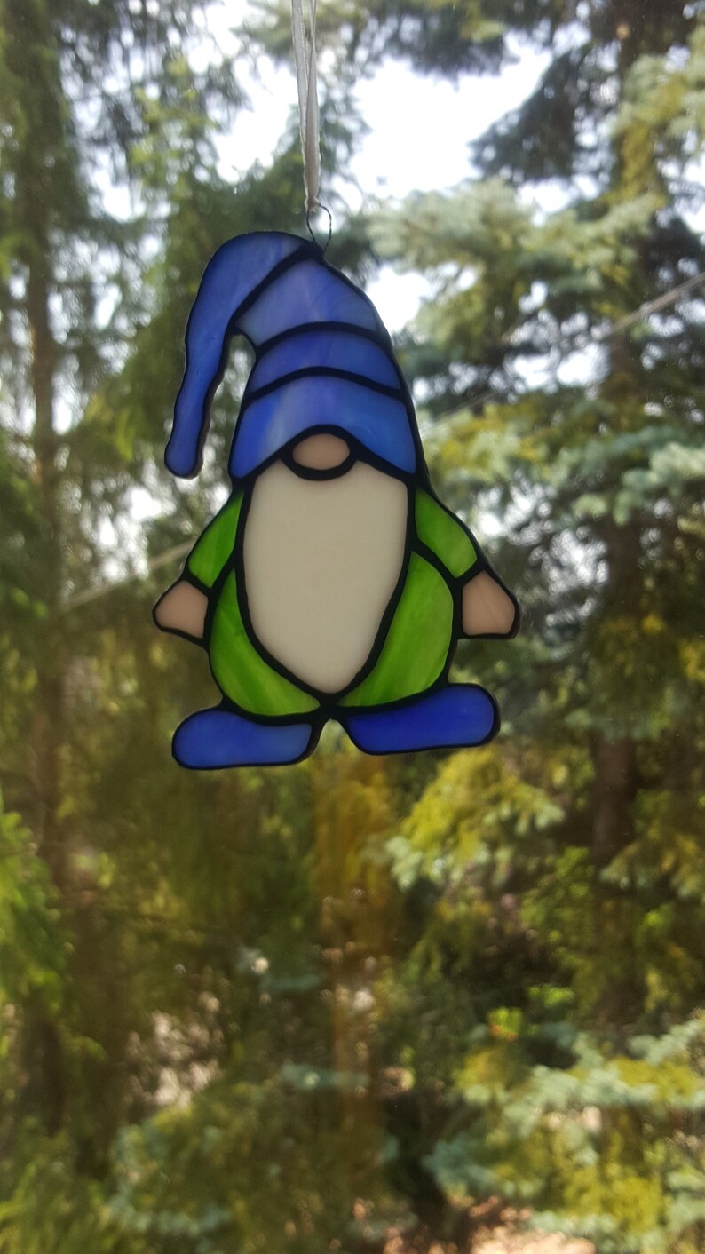 Stained Glass Gnome,window Hangings, Christmas Gift,stained Glass Suncatcher, Birthday Gift ...