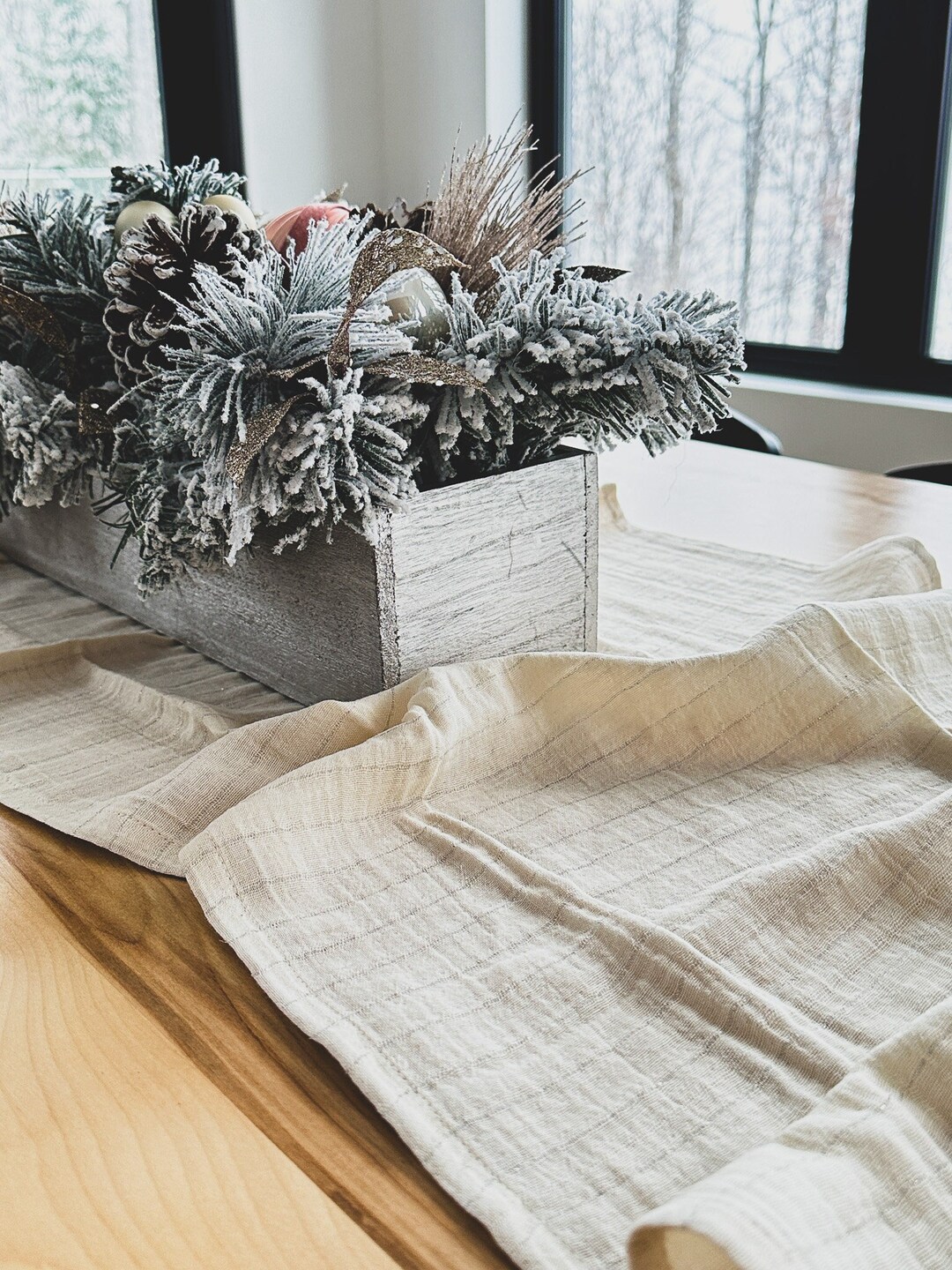 Table Runner With Silver Shimmer Stripes Cotton Striped - Etsy