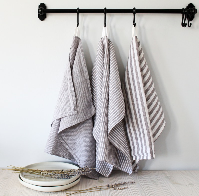 Linen Tea Towel Set of 3 or Single Shop US Washed Soft Dish - Etsy