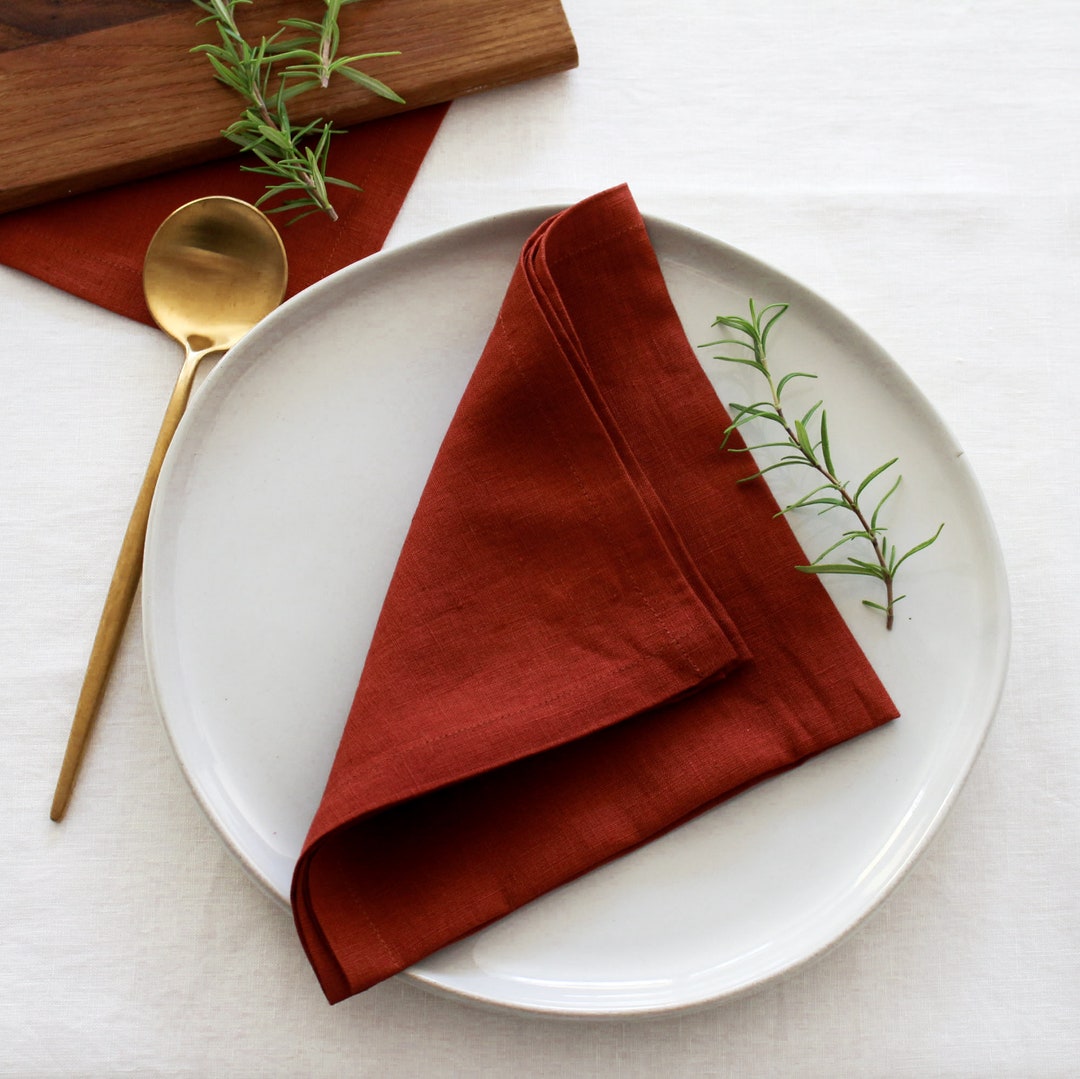 Terracotta Linen Napkin, Linen Dinner Napkin, Cinnamon , Handcrafted ...