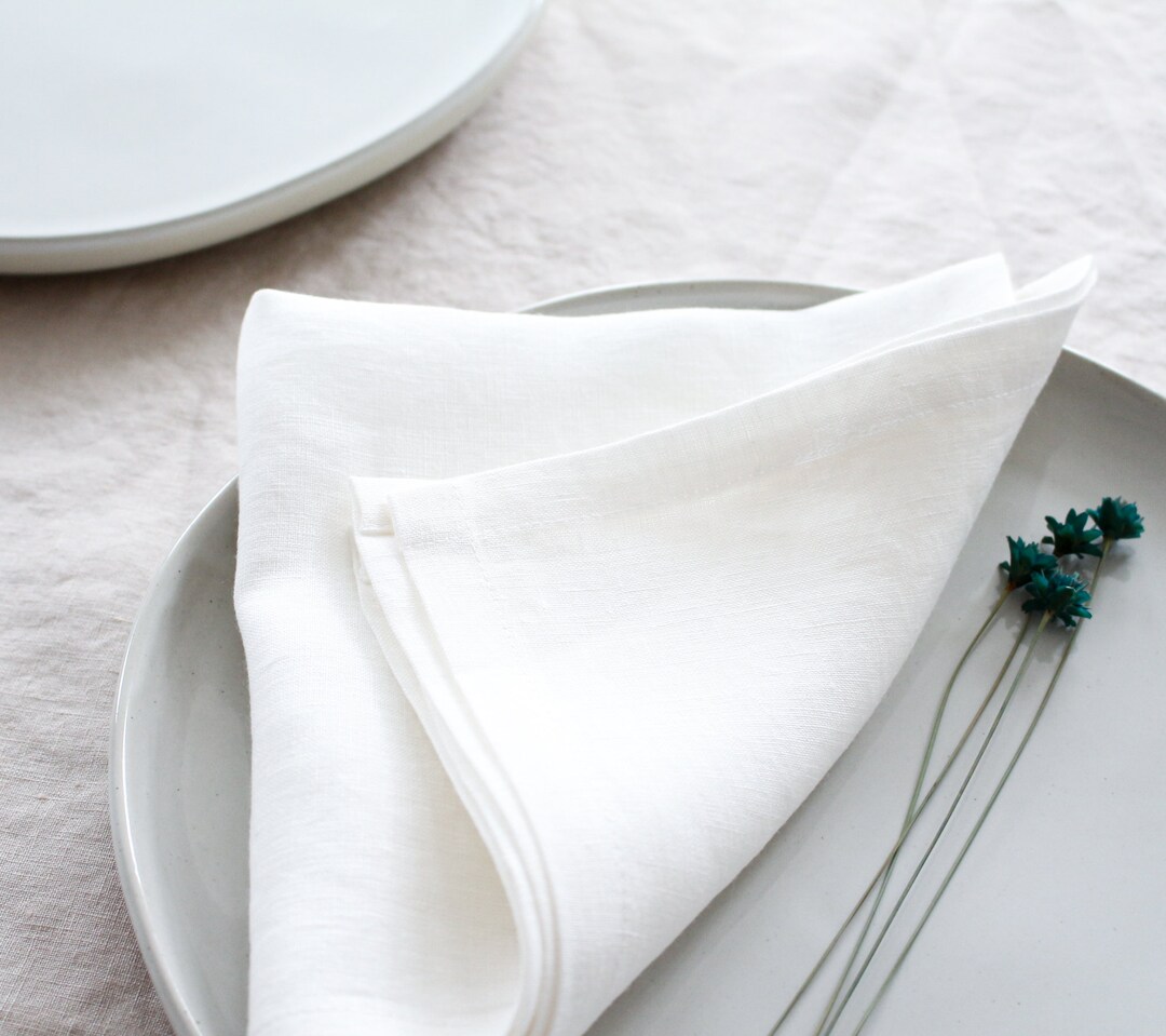 Linen Napkin, Washed off White Dinner Napkin, Bulk Linen Napkin ...