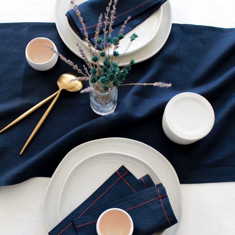 Navy Table Runner - Etsy