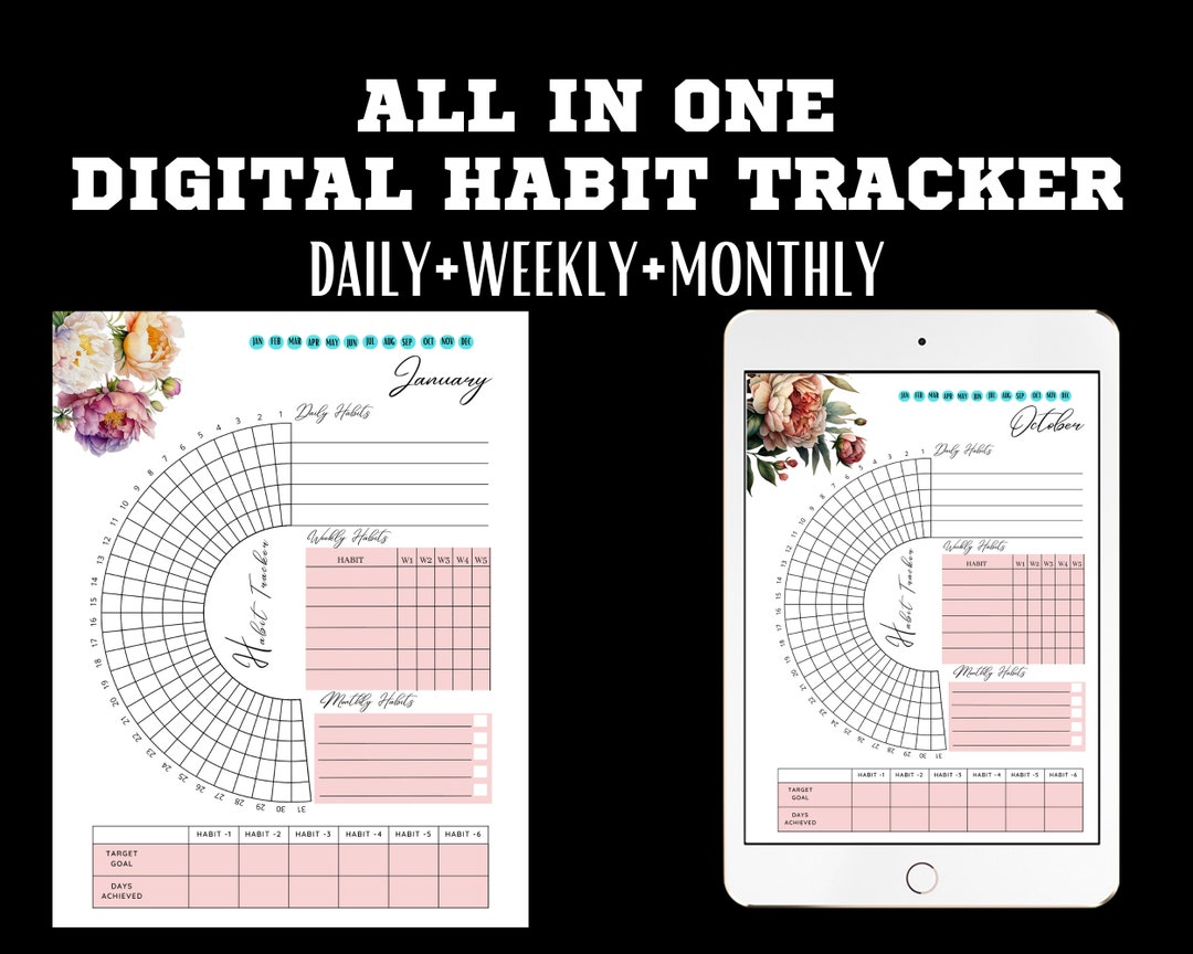 Digital Habit Tracker for iPad Tablet Yearly Habit Tracker Notion ...