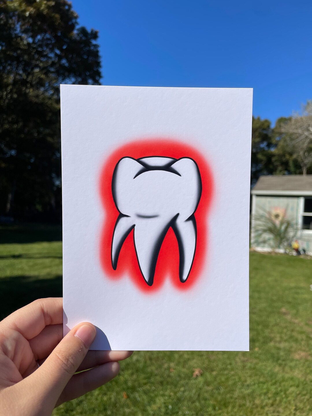 Molar Tooth Print | Traditional Style Tooth Art | 5" X 7" Print - Etsy
