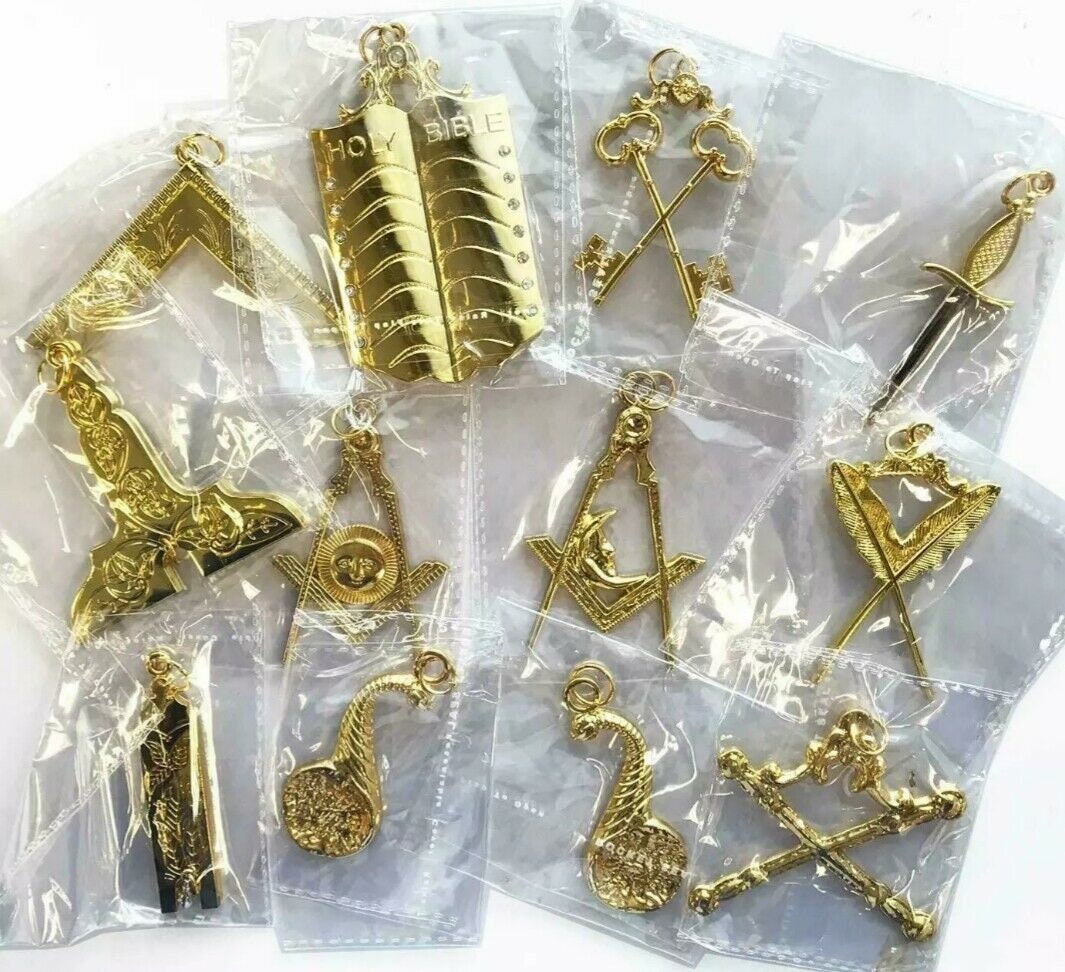 Masonic Blue Lodge Officer Collar Jewels Set of 12 GOLD or SILVER - Etsy