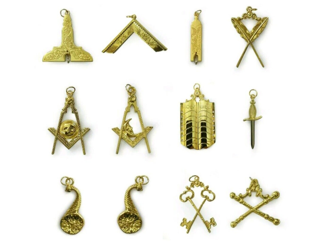 Masonic Blue Lodge Officer Collar Jewels Set of 12 GOLD or SILVER - Etsy