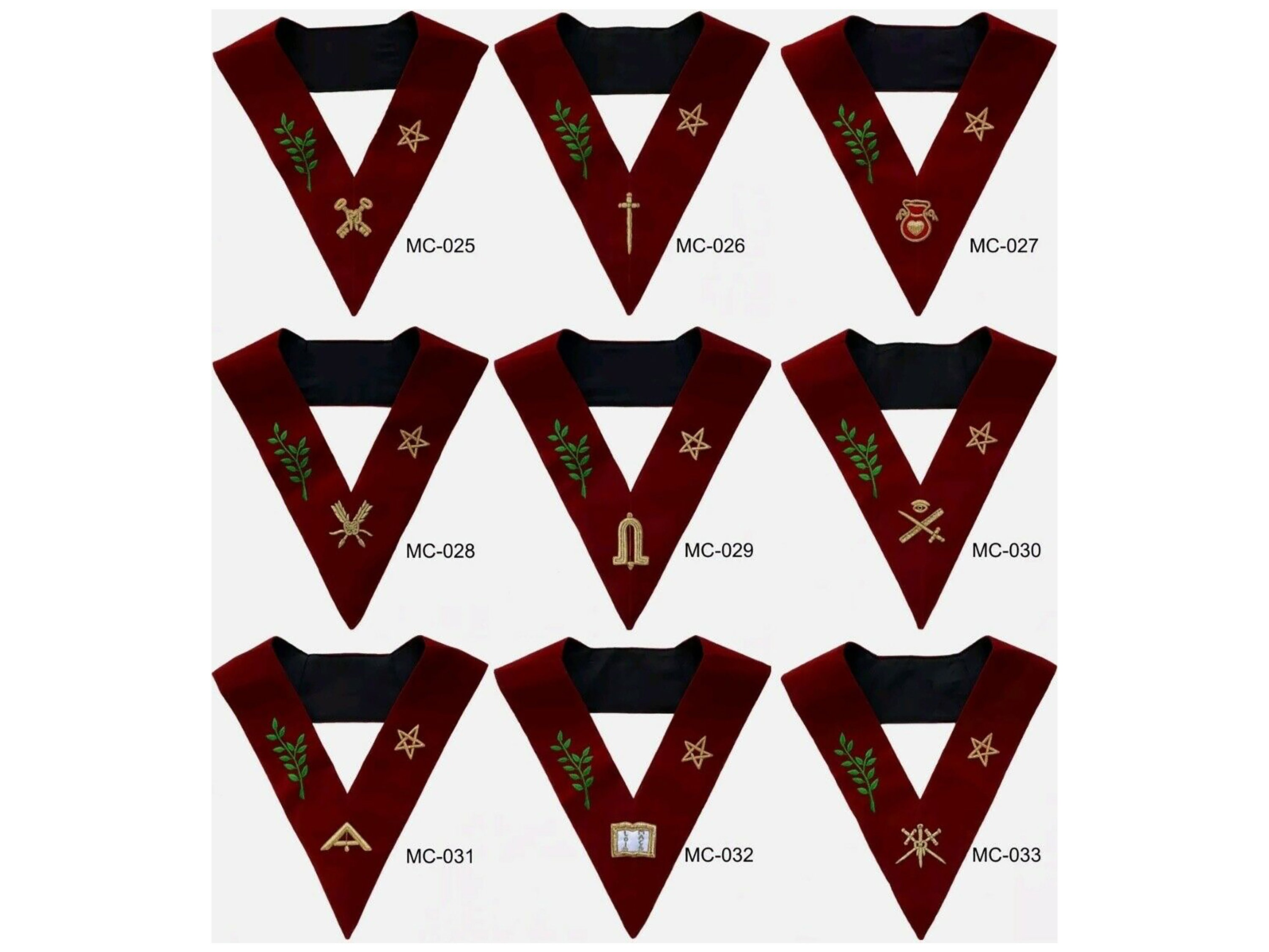Masonic 14 Degree Scottish Rite Lodge of Perfection Officer Collars Set ...