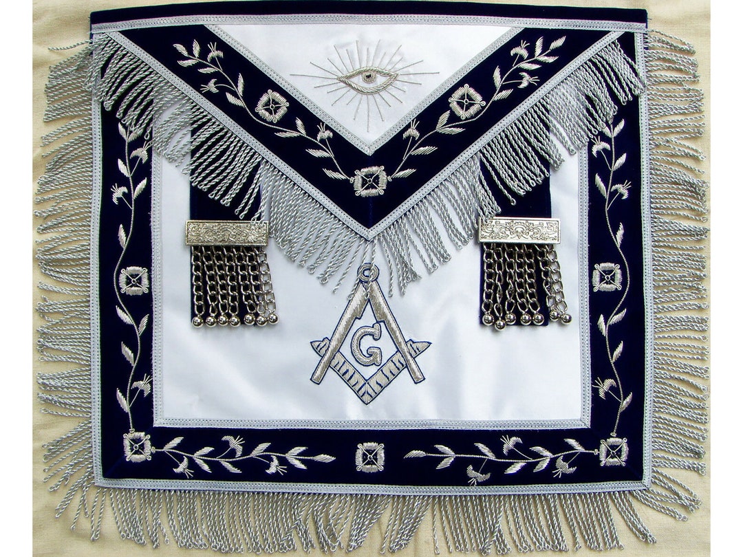 Masonic Master Mason Apron Hand Embroidered Silver Bullion Vine Work - Etsy
