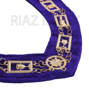 Masonic OES Order of Eastern Star Gold Chain Collar Purple Backing With Gloves - Etsy