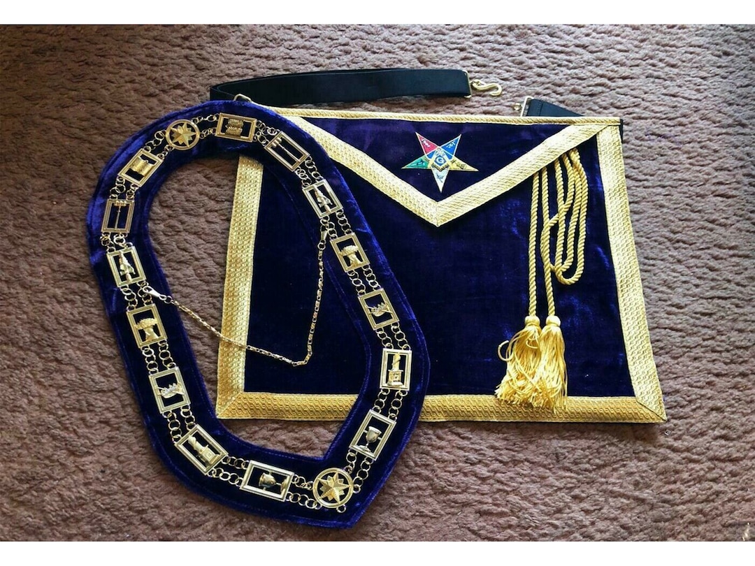 Oes Worthy Patron|matron Masonic Apron and Chain Collar, Eastern Star ...