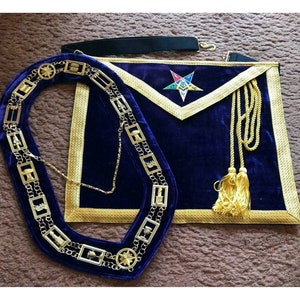 Oes Worthy Patron|matron Masonic Apron and Chain Collar, Eastern Star ...