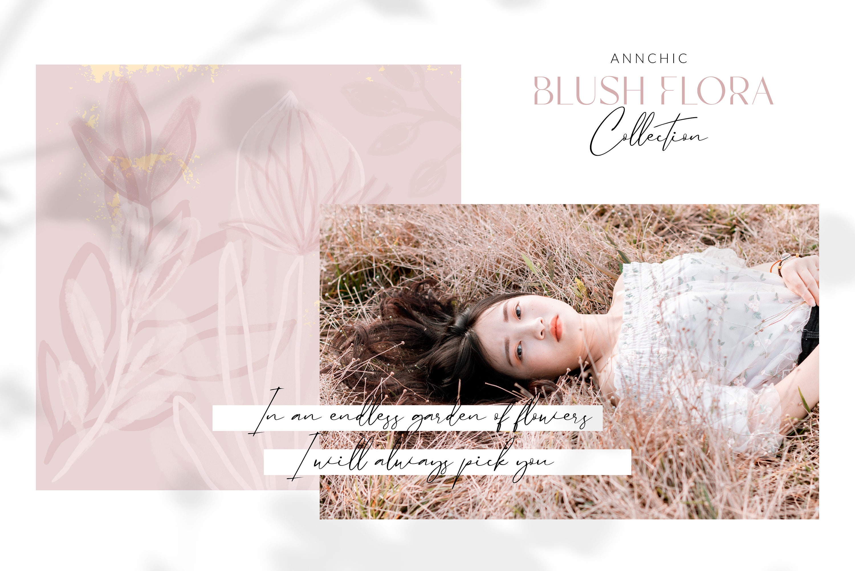 Blush Digital Paper, Pink Gold Marble Textures, Floral Digital Paper ...