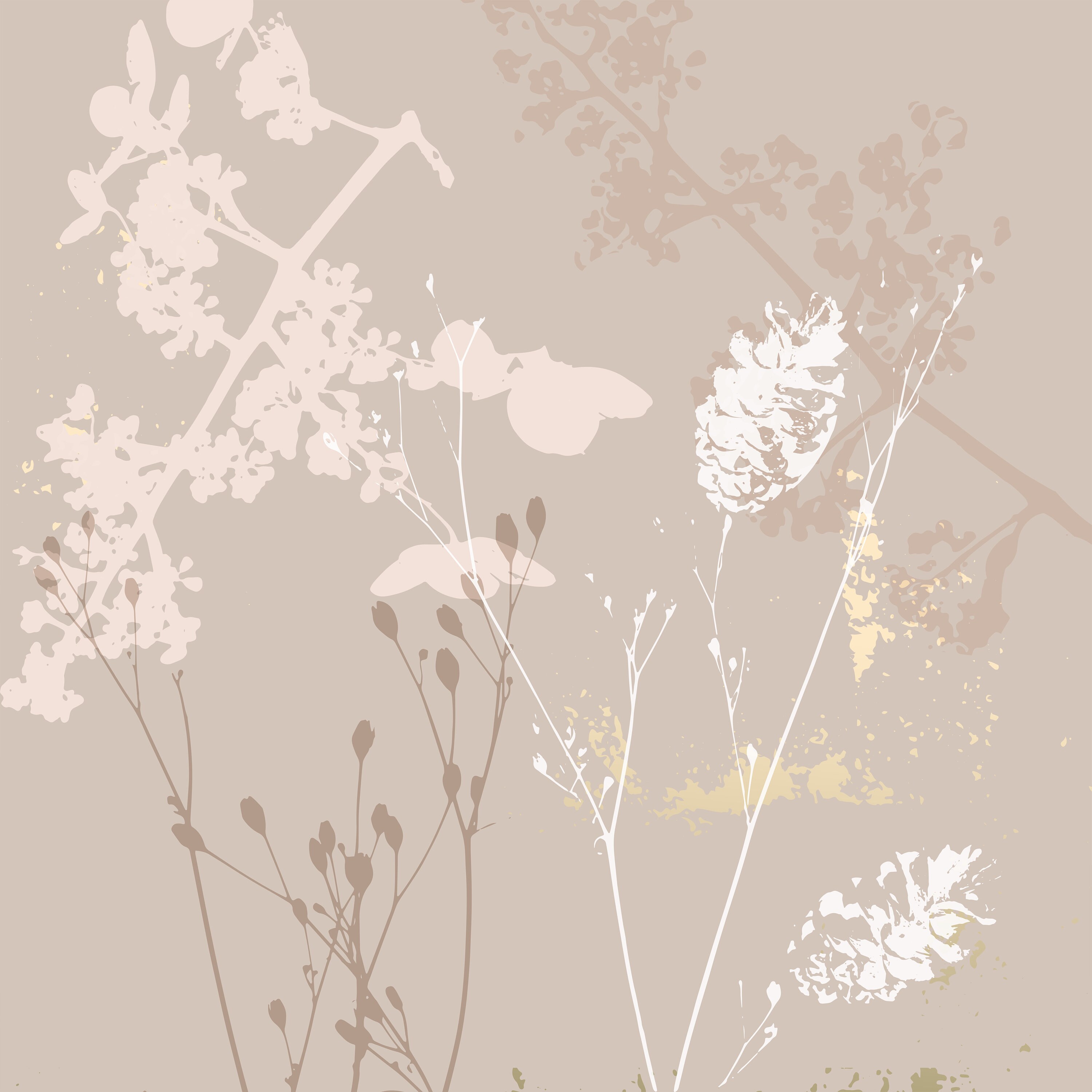 Floral Digital Paper, Watercolor Vector, Botanical Digital Paper, Gold ...