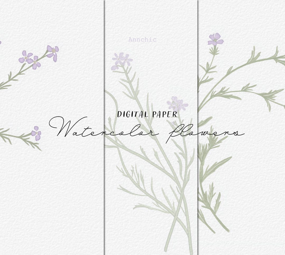 5 Wildflower Backgrounds, Floral Digital Paper, Botanical Digital Paper ...