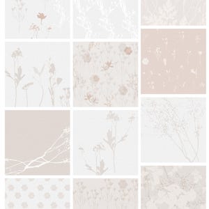 Beige Scrapbooking Craft Papers, Floral Digital Papers, Botanical ...