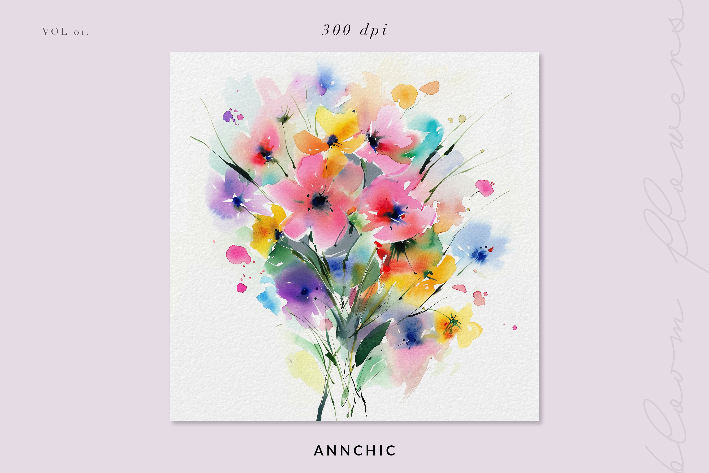 Watercolor Flowers, Digital Paper Abstract Flowers, Summer Bouquets ...