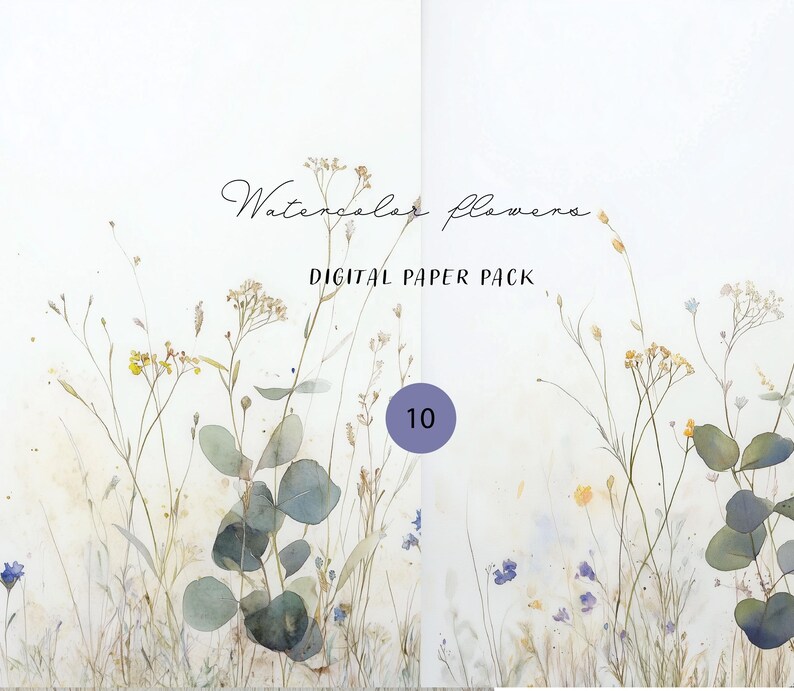 10 Watercolor Wildflowers, Digital Papers, Junk Journal Papers, Floral ...