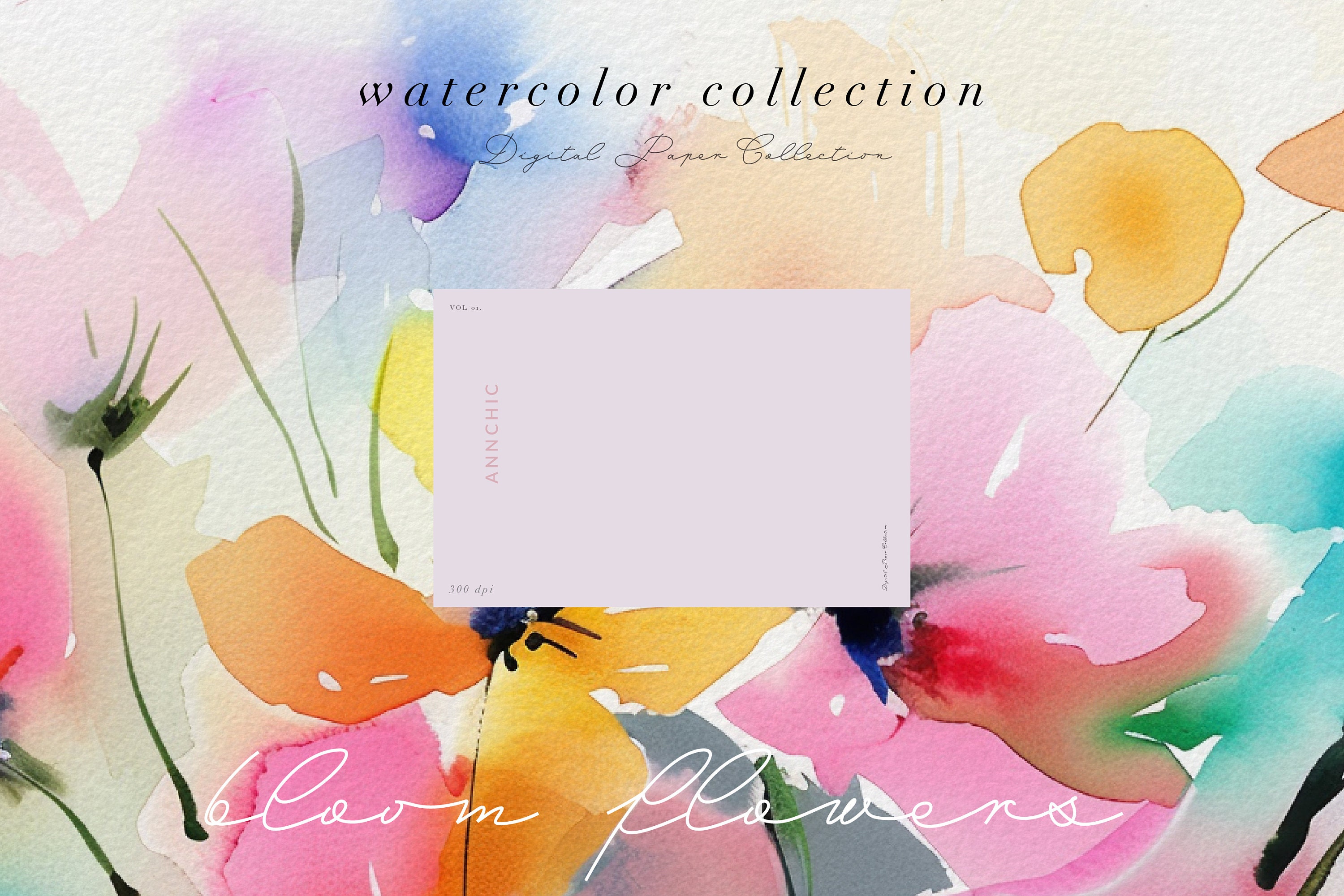 Watercolor Flowers, Digital Paper Abstract Flowers, Summer Bouquets ...