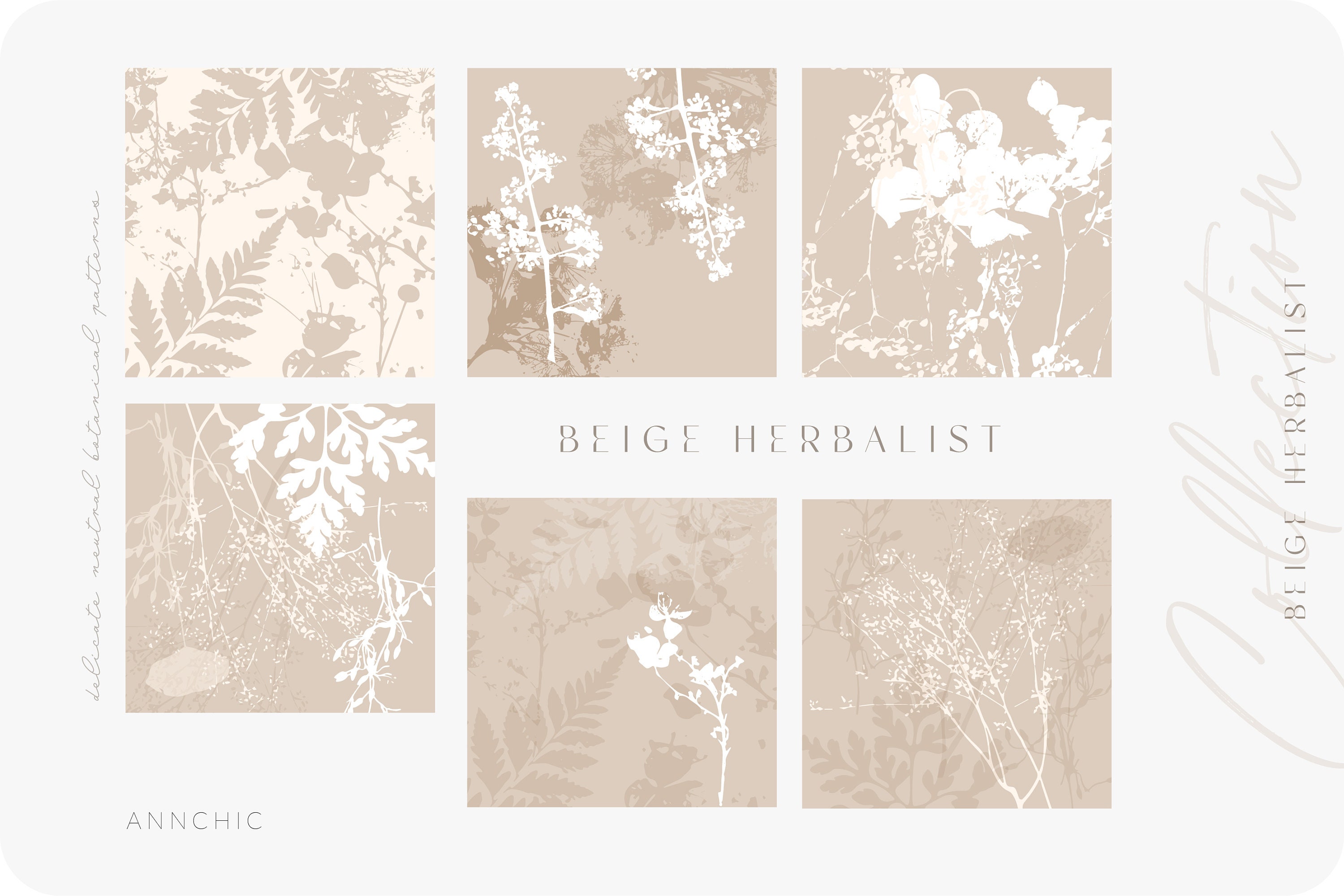 Beige Flower Pattern, Scrapbooking Digital Paper, Botanical Printable ...