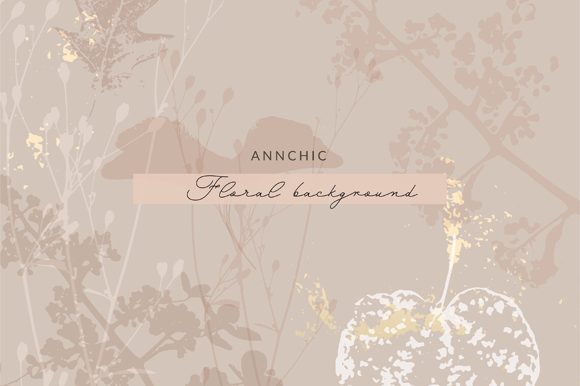 Floral Digital Paper, Watercolor Vector, Botanical Digital Paper, Gold ...