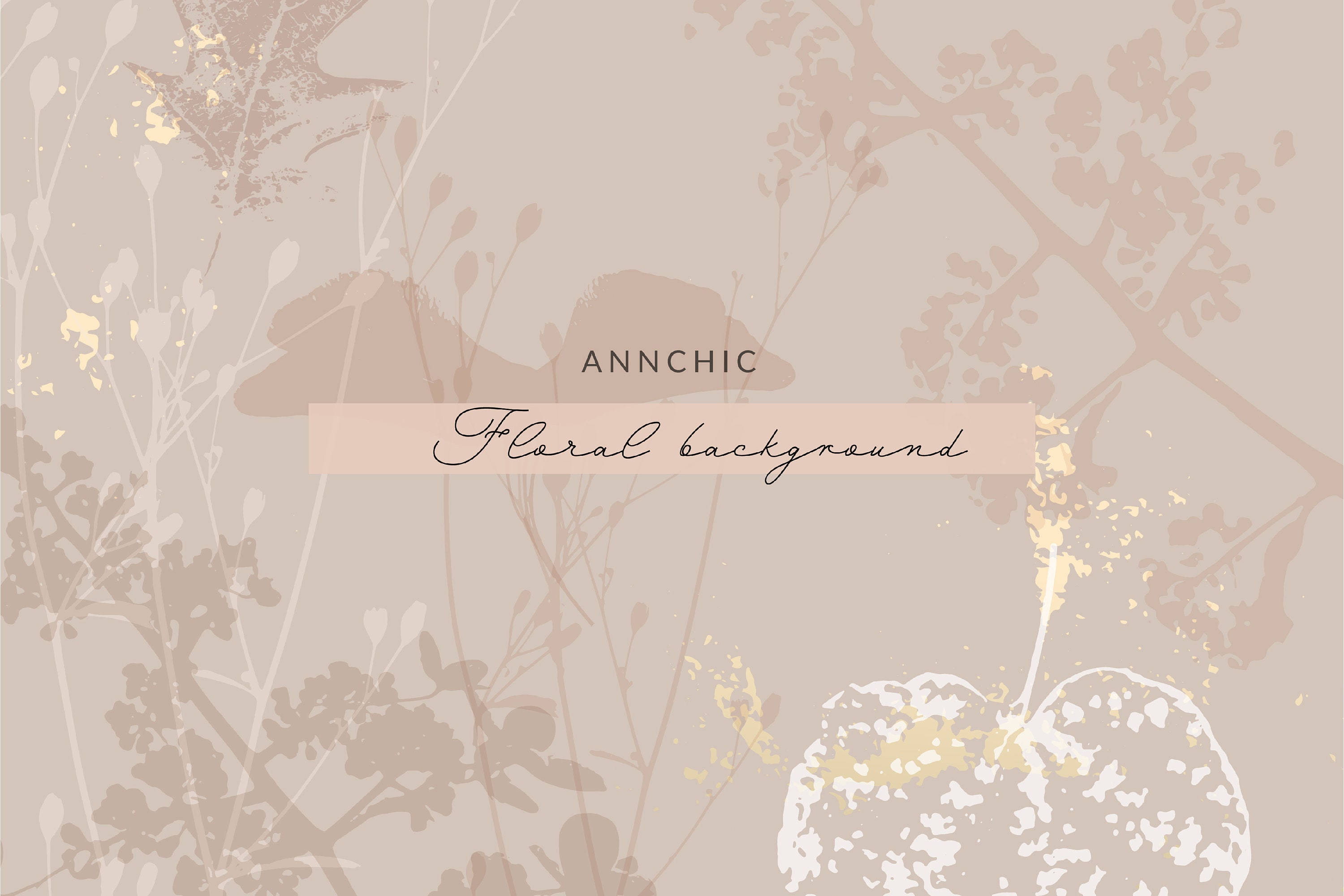 Floral Digital Paper, Watercolor Vector, Botanical Digital Paper, Gold ...