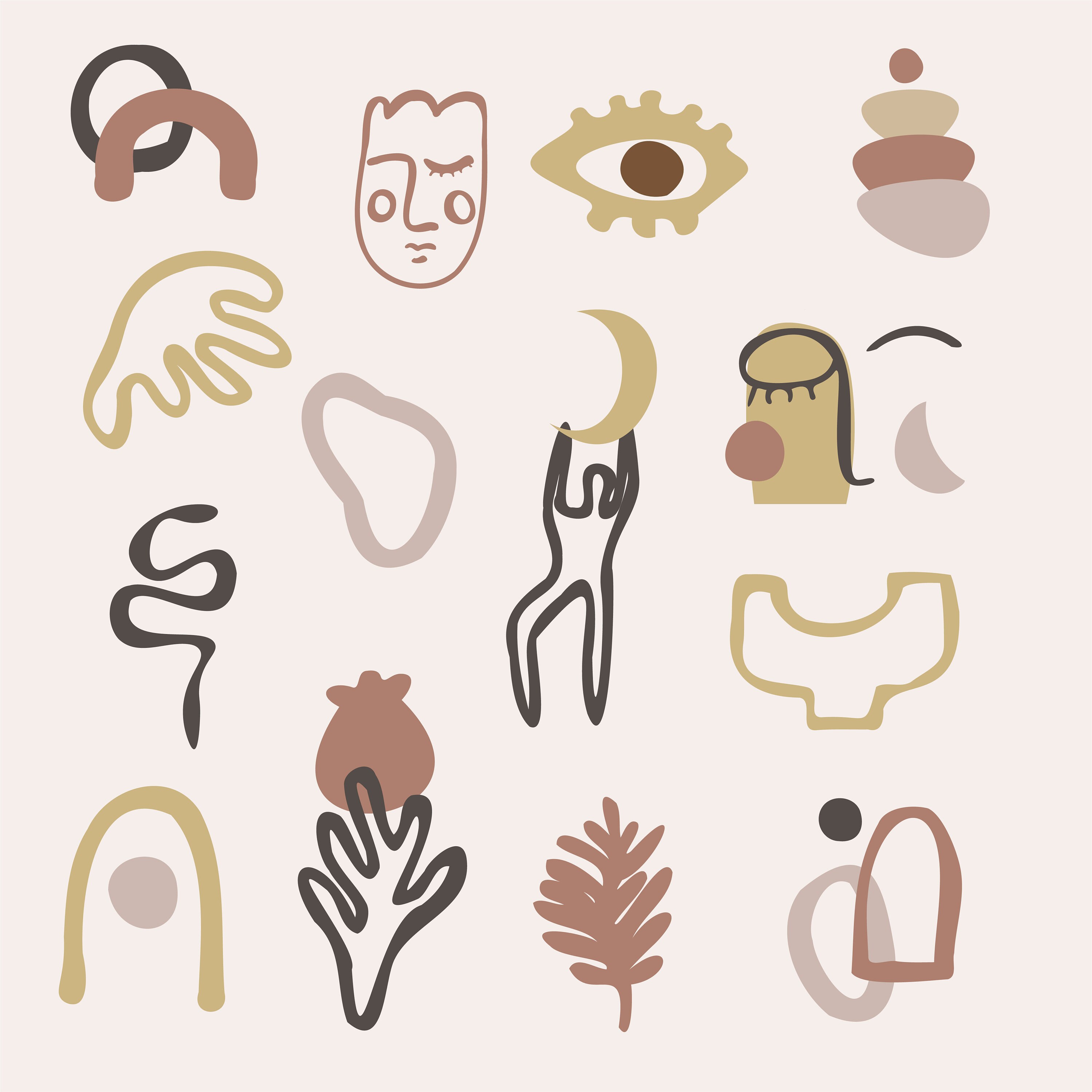 Boho Abstract SVG, Modern Clipart, Png Doodle Icons Printable ...