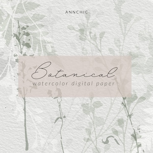 Floral Digital Paper, Watercolor Paper, Botanical Digital Paper ...