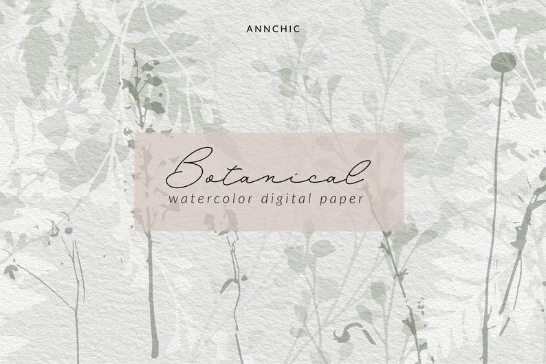 Floral Digital Paper, Watercolor Paper, Botanical Digital Paper ...