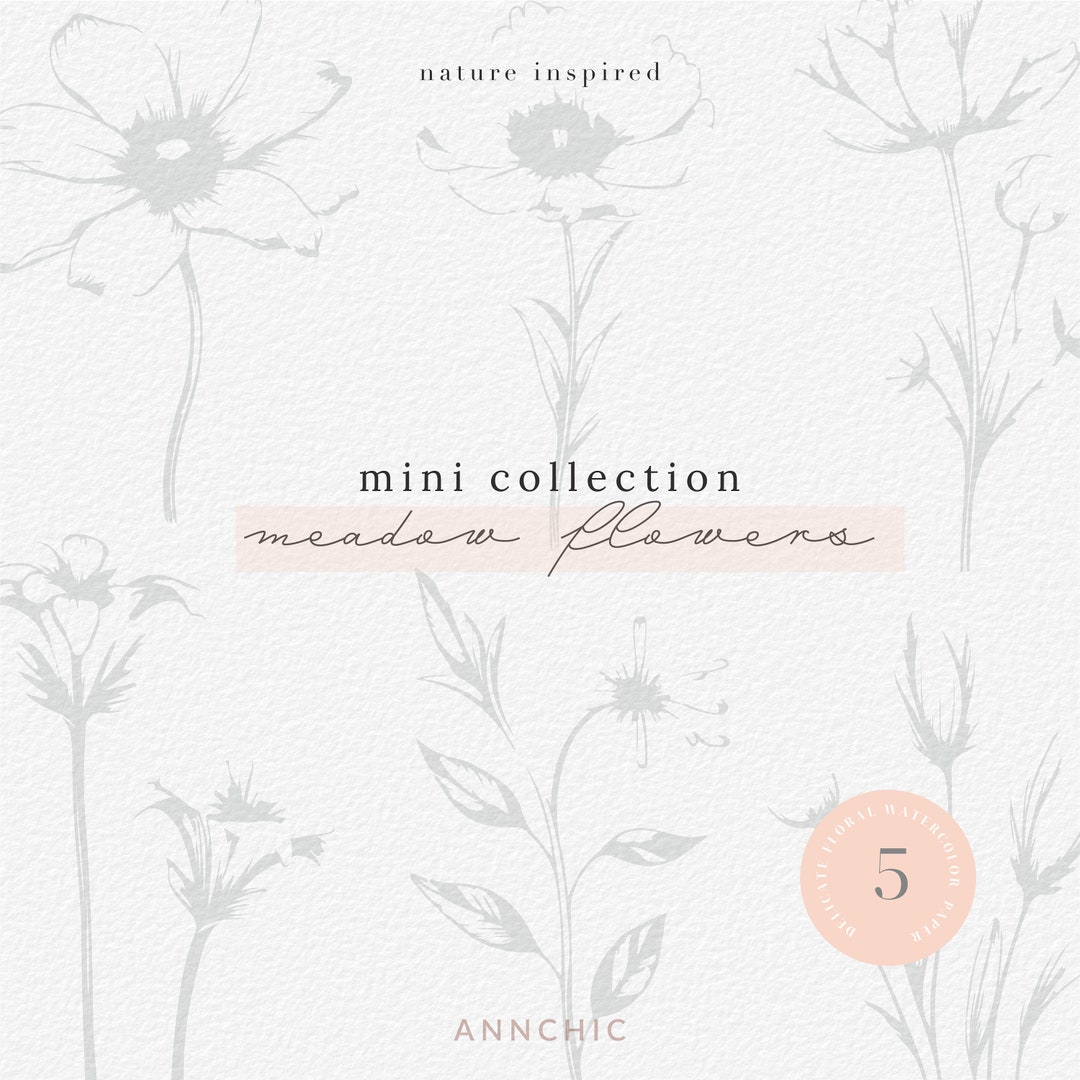 Meadow Flower Digital Paper - Watercolor Floral Pattern, Herb Botanical ...