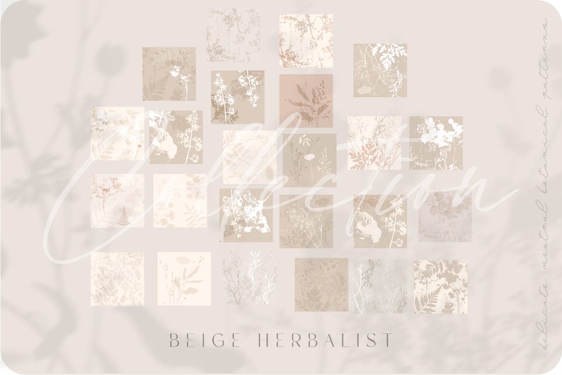 Beige Flower Pattern, Scrapbooking Digital Paper, Botanical Printable ...