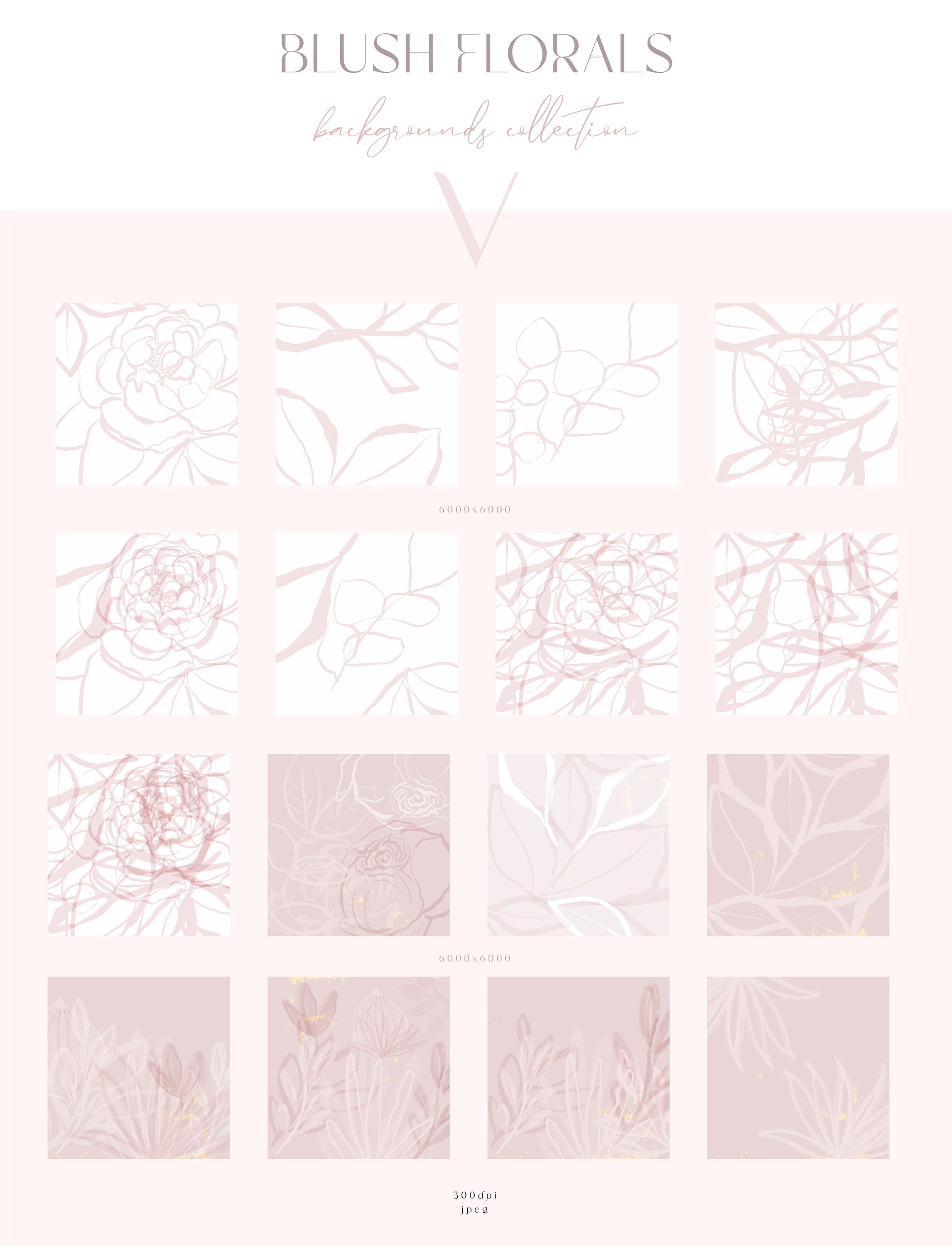 Blush Digital Paper, Pink Gold Marble Textures, Floral Digital Paper ...