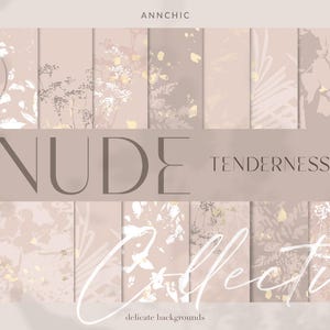 Beige Scrapbooking Craft Papers, Floral Digital Papers, Botanical ...