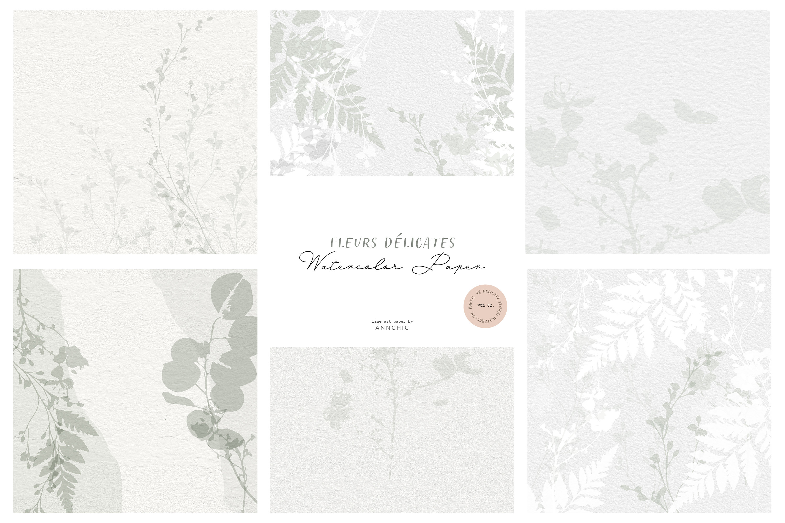 Floral Digital Paper, Watercolor Paper, Botanical Digital Paper ...