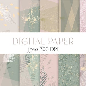 Spring Digital Paper - Botanical Digital Paper - Floral Paper - Gold ...