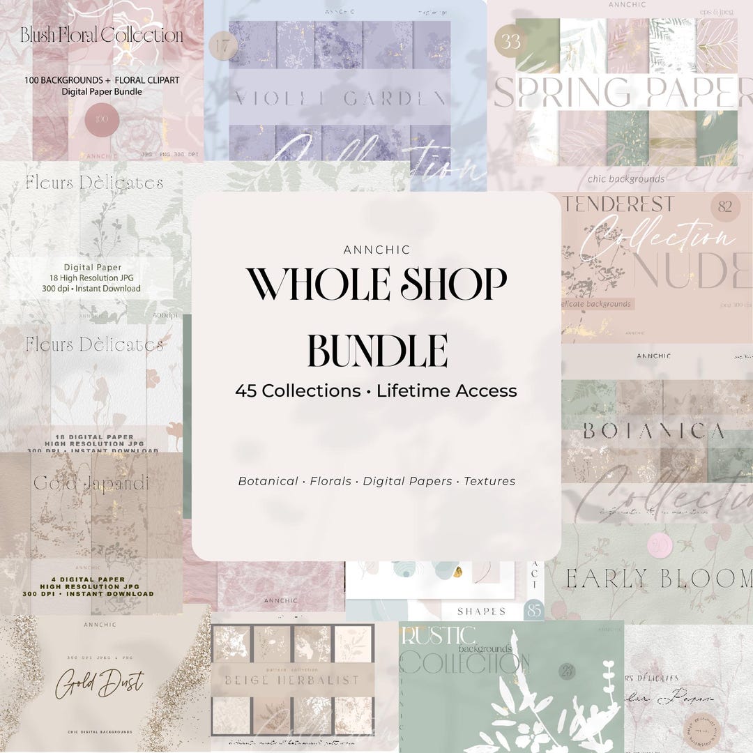 Wedding Botanical Graphics Bundle – Floral Clipart, Digital Paper ...