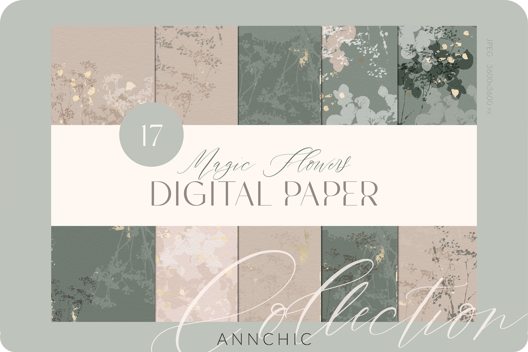 Floral Digital Paper Botanical Digital Paper Flower Paper Floral ...