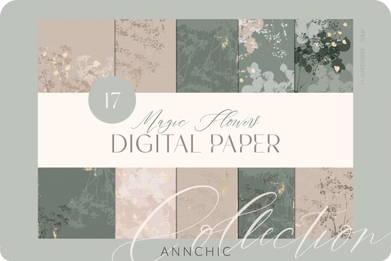 Floral Digital Paper Botanical Digital Paper Flower Paper | Etsy