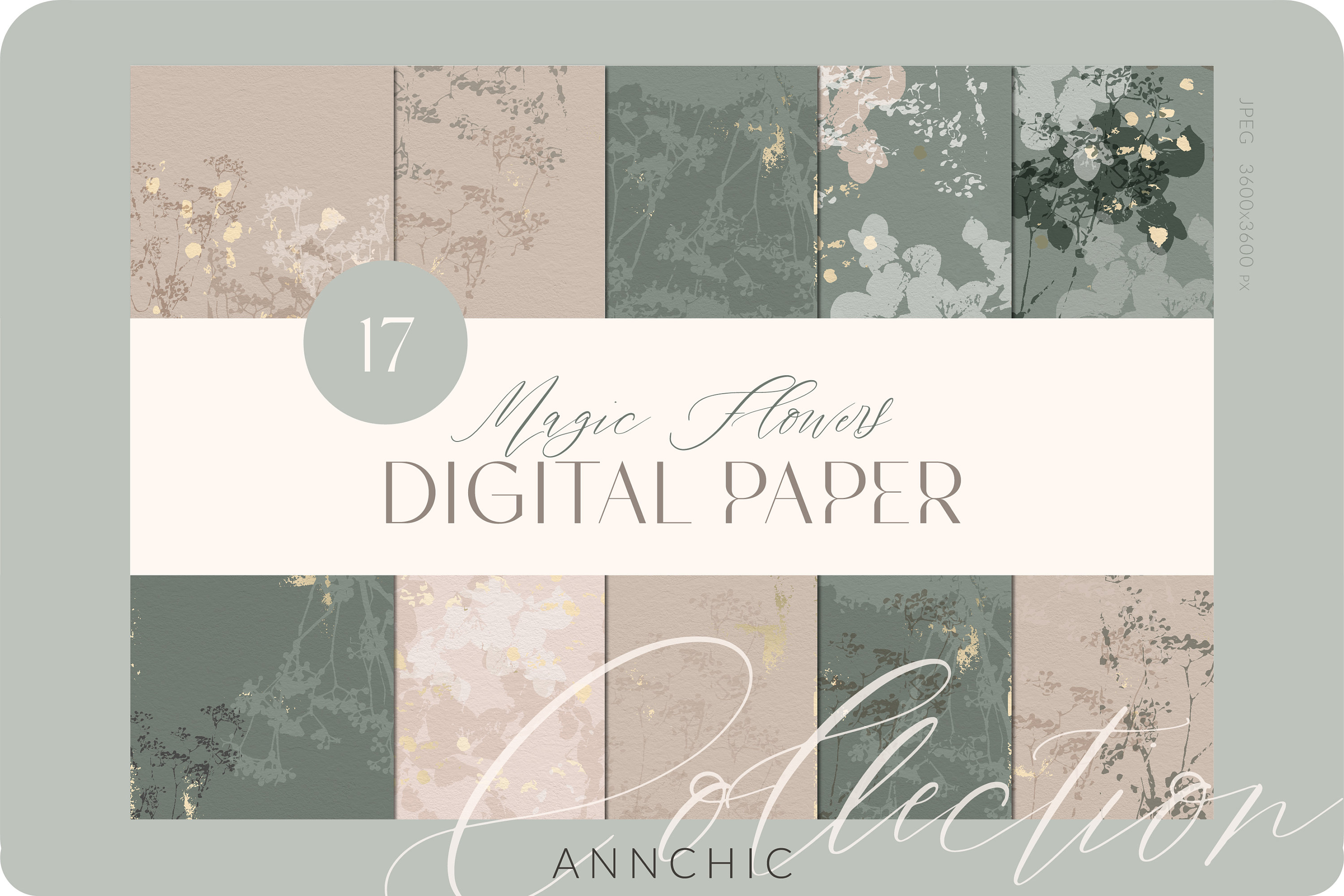 Floral Digital Paper Botanical Digital Paper Flower Paper Floral ...