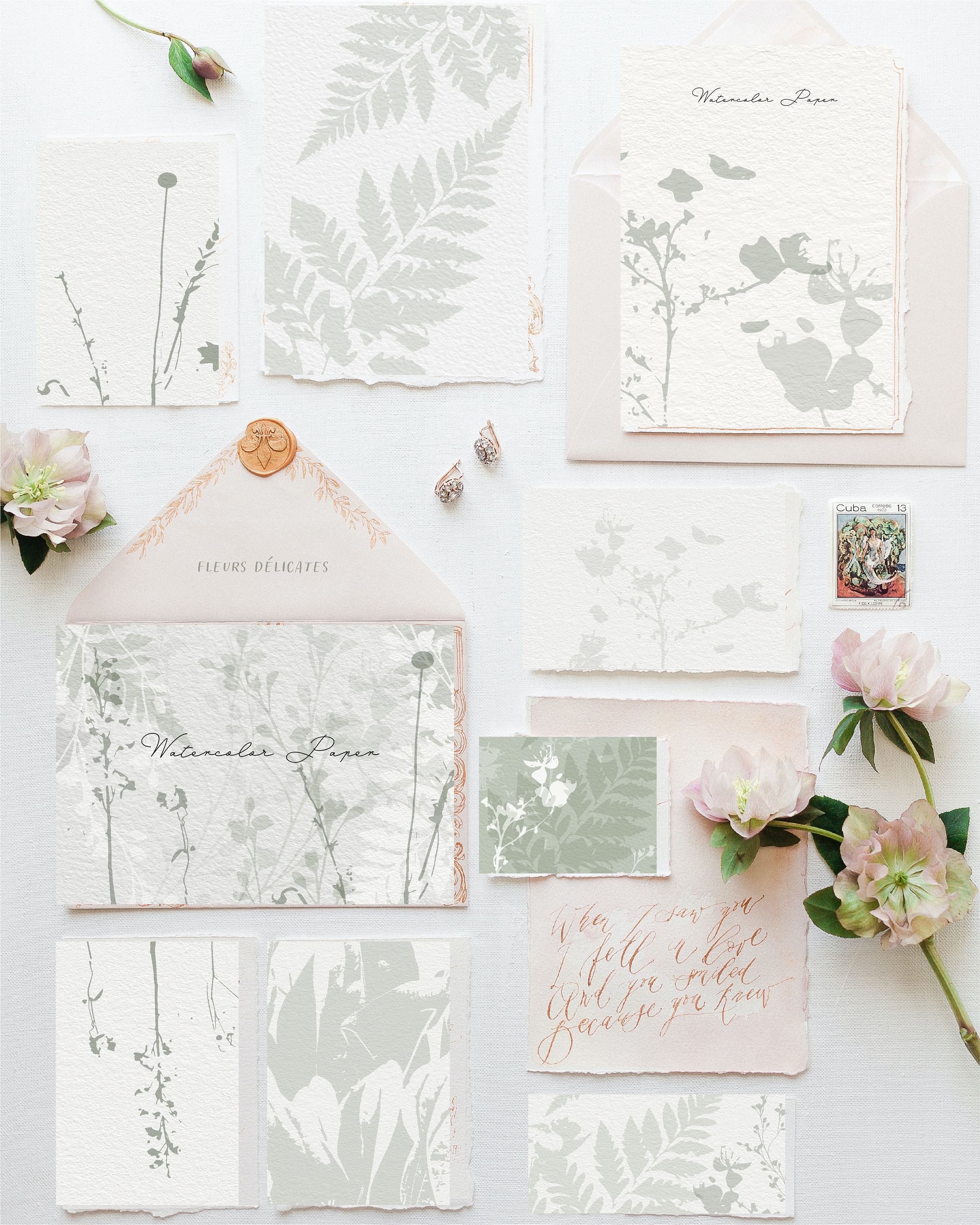 Floral Digital Paper, Watercolor Paper, Botanical Digital Paper ...