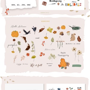Thanksgiving Autumn Clipart, Fall Clipart, Pumpkin Seamless Pattern ...