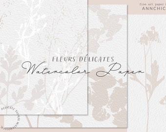 Floral Digital Paper, Watercolor Paper, Botanical Digital Paper ...