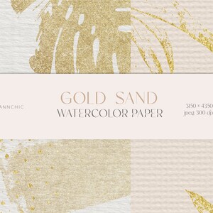 Gold Foil Watercolor Paper - Gold Brush Backgrounds - Gold Foil ...